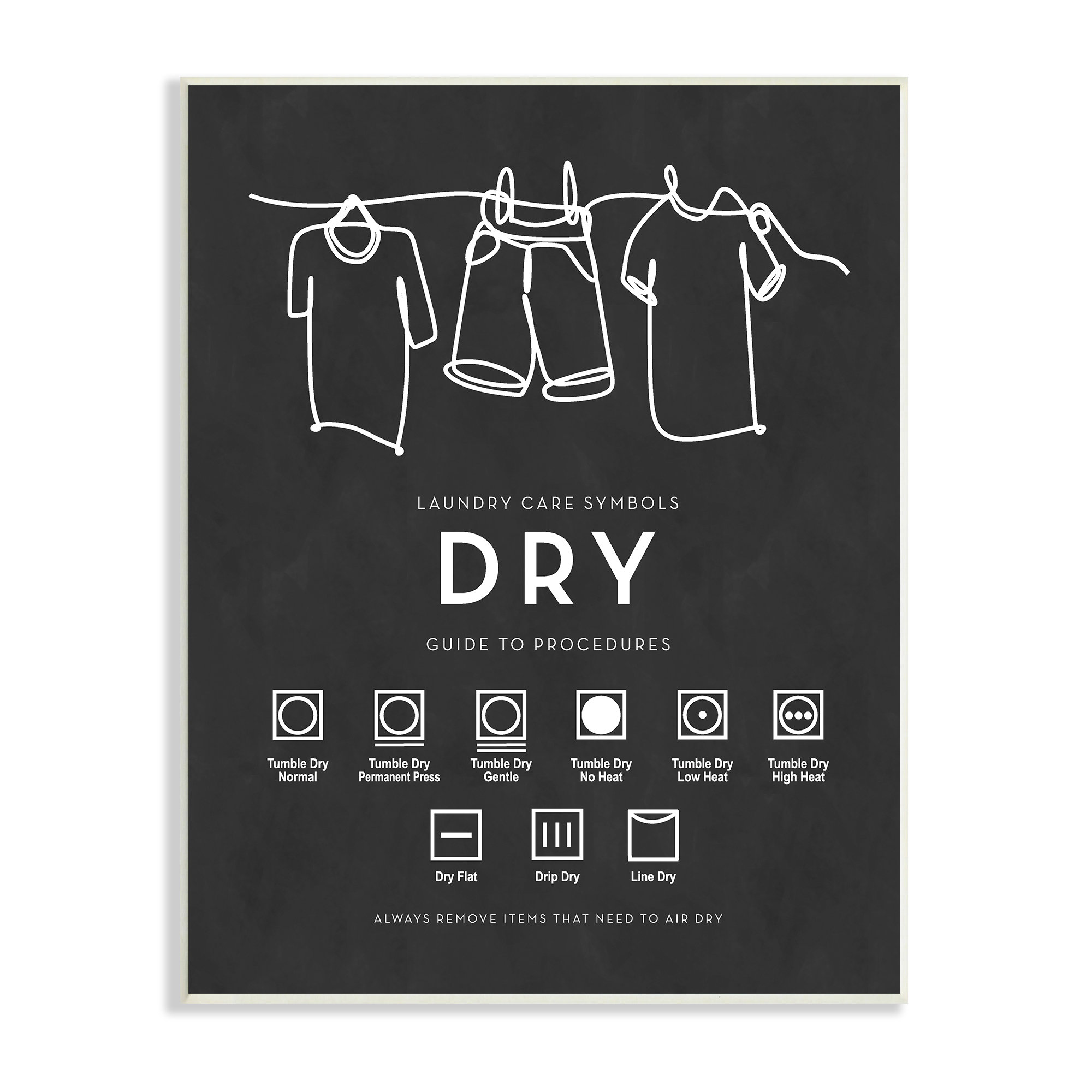 Stupell Industries Drying Procedure Guide Helpful Laundry Symbol Chart Wall Plaque Art By ...